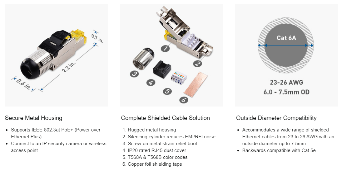 XLL หัวแลน RJ45 CAT6A Modular Shielded FTP Tool-free Plugs - XLL Technology