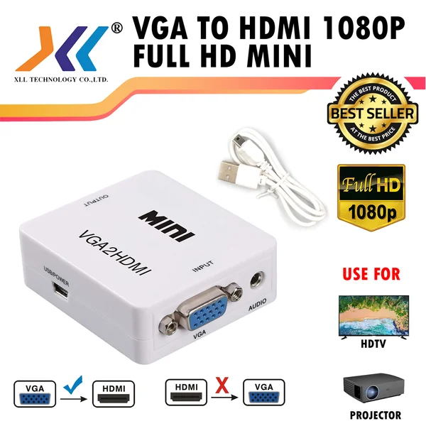 XLL กล่องแปลงสัญญาณ VGA TO HDMI Converter - XLL Technology