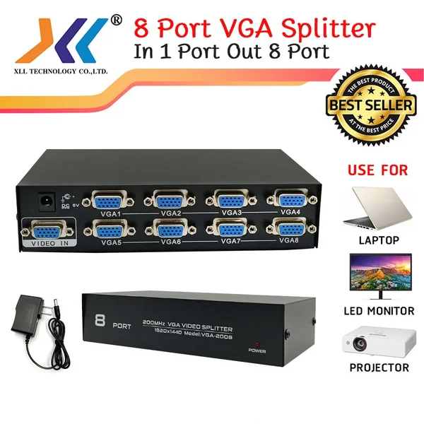 VGA Splitter Box 1 in 8 out - XLL Technology