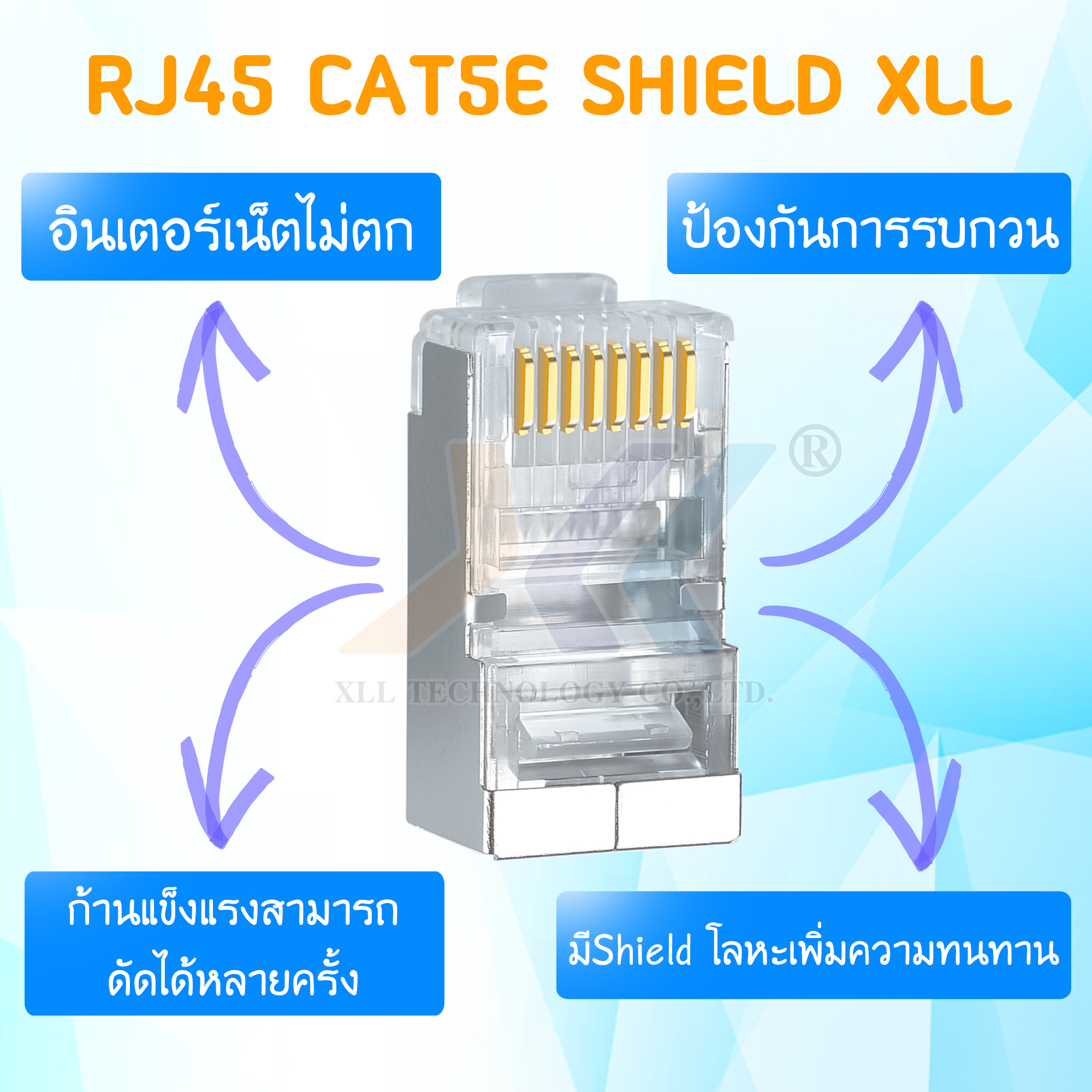 หัวแลน RJ-45 CAT5E Shield สีเงิน - XLL Technology